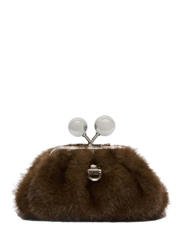Max Mara Mini Sheepskin Pasticcino Clutch Bag - Brown