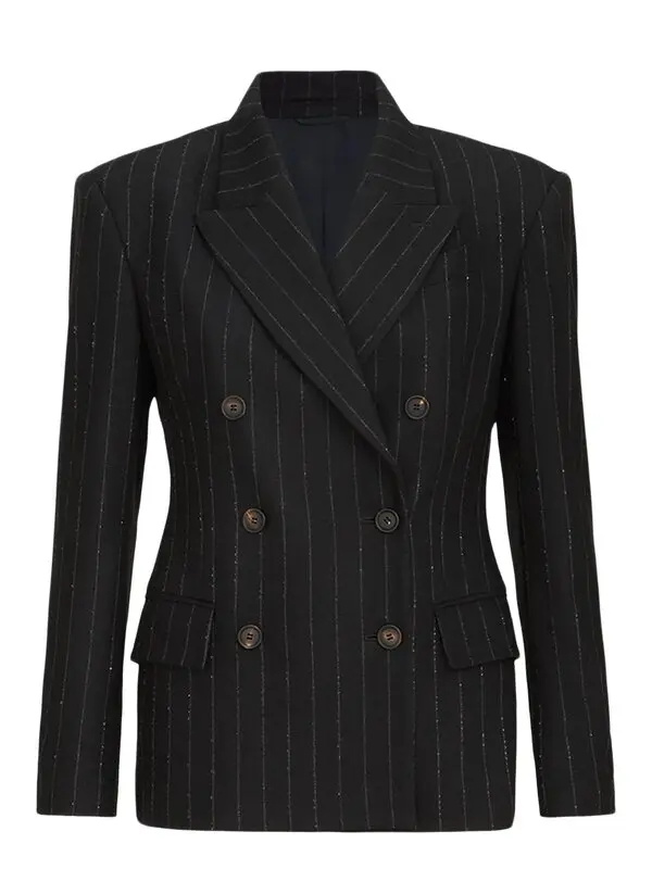 Brunello Cucinelli Virgin Wool-blend Sequin Pinstripe Blazer - Blue