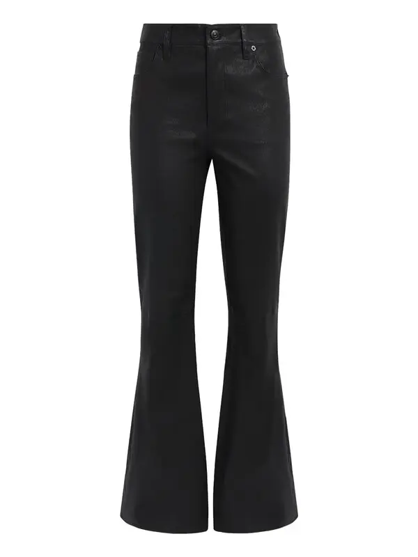 FRAME The Flared Leather Trousers - Black