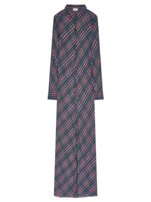 Dries Van Noten Checked Midi Dress - Blue