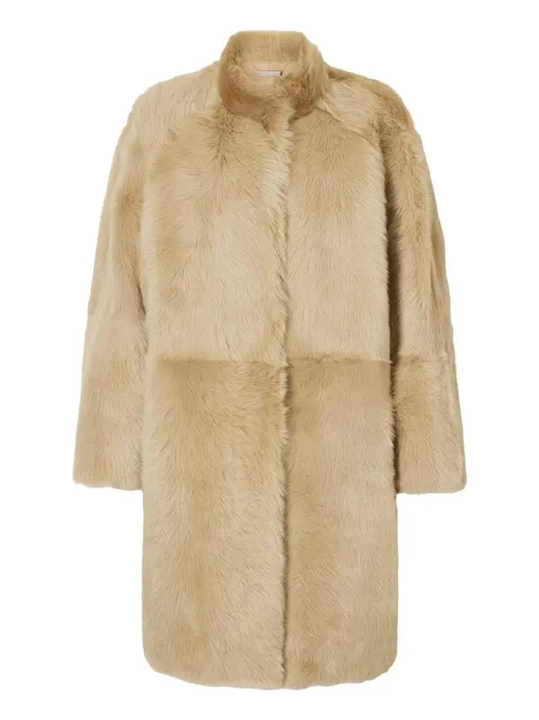 Nour Hammour Blaise Paneled Shearling Coat - Neutrals