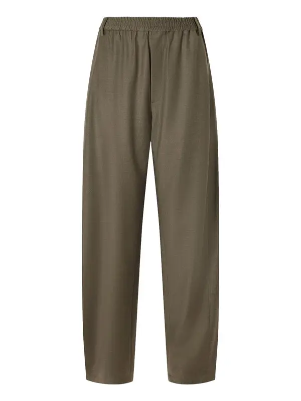 Tibi Wool-blend Flannel Tapered Pants - Green