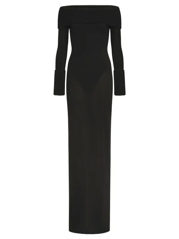 Alaïa Merino Off-shoulder Dress - Black