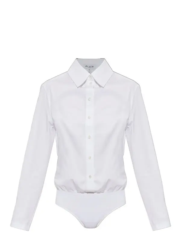 Alaïa Long Sleeved Buttoned Bodysuit - White