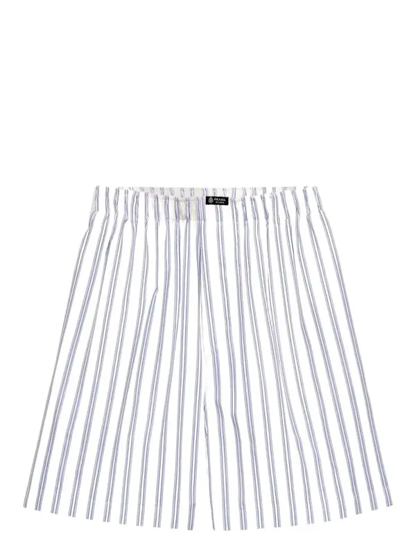 Prada Poplin Bermudas - Ivory/periwinkle Blue