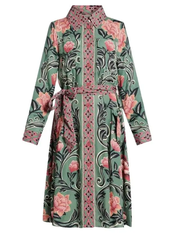 Farm Rio Arabesque Belted Midi Dress - Multicolor