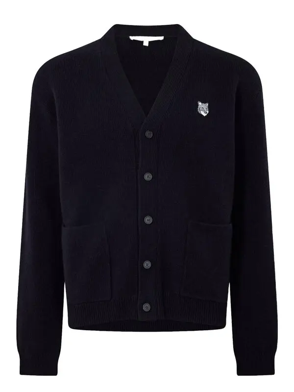 Maison Kitsuné Vneck Knit Cardigan - Black
