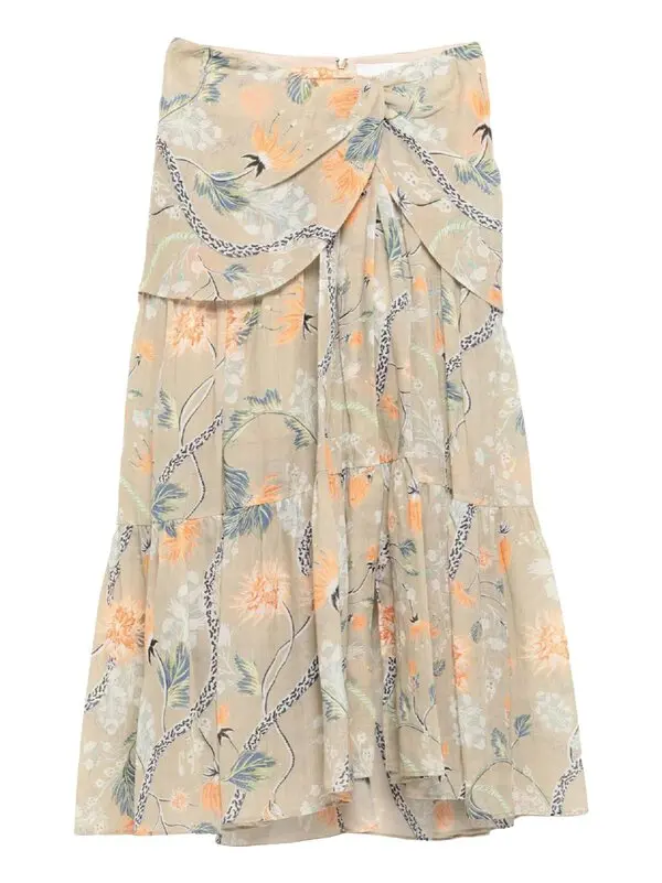 Chloé Printed Midi Skirt - Sand-colored