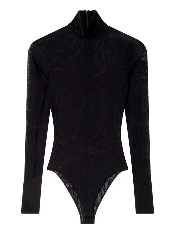 Emilio Pucci High-neck Jacquard Tulle Bodysuit - Black
