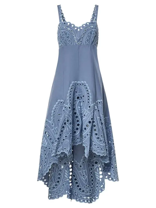 Charo Ruiz Ibiza Caspian Broderie-anglaise Asymmetric Dress - Blue