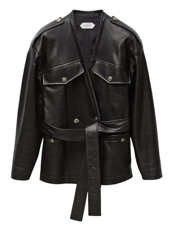 Versace Leather Blouson - Black