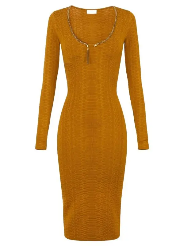 Elisabetta Franchi Knit Dress With Snake Pattern - No