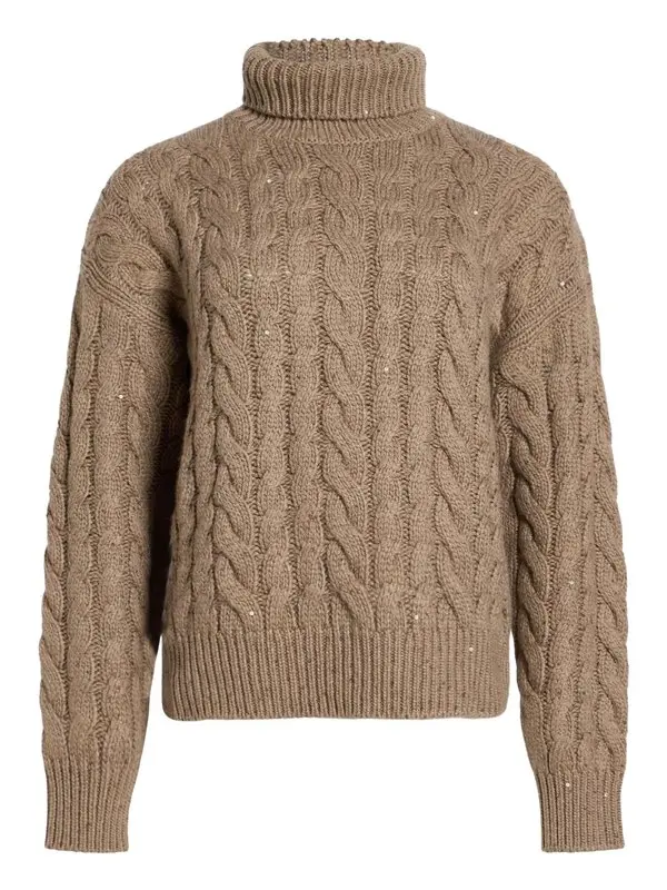 Brunello Cucinelli Solid-color Turtleneck Sweater - Light Brown