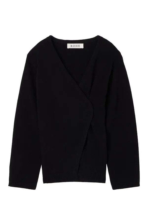 RÓHE Off-shoulder Wrap Cardigan - Black