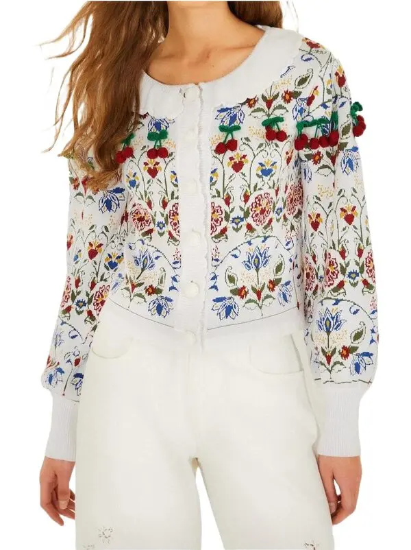Farm Rio Cherry-appliqué Cardigan - No