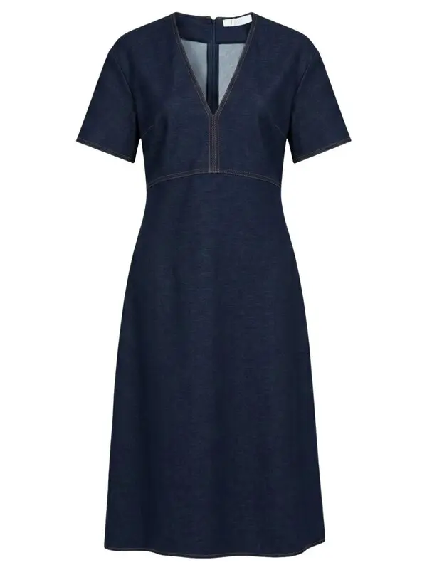 Max Mara Dark Short-sleeved Denim-effect Dress - Blue