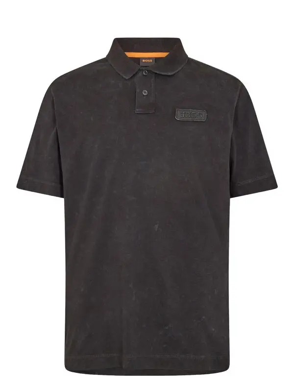Hugo Boss Washed Vintagelook Collared Shortsleeve Polo - Black