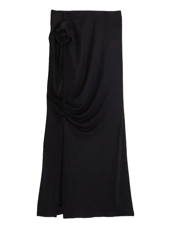 Farm Rio Floral-appliqué Maxi Skirt - Black