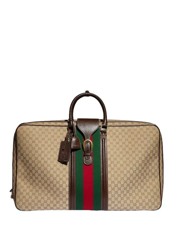 Gucci Large Soft Suitcase With Web - Sand/brown