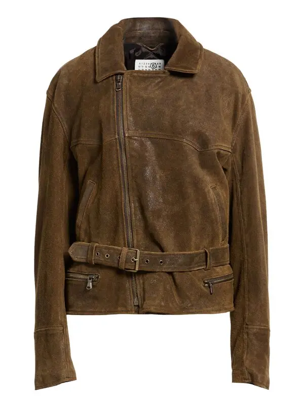 MAISON MARGIELA Suede Biker Jacket - Brown