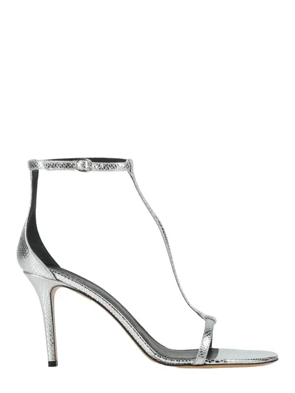 Isabel Marant Étoile Snake-print Leather Slide Sandals - Silver