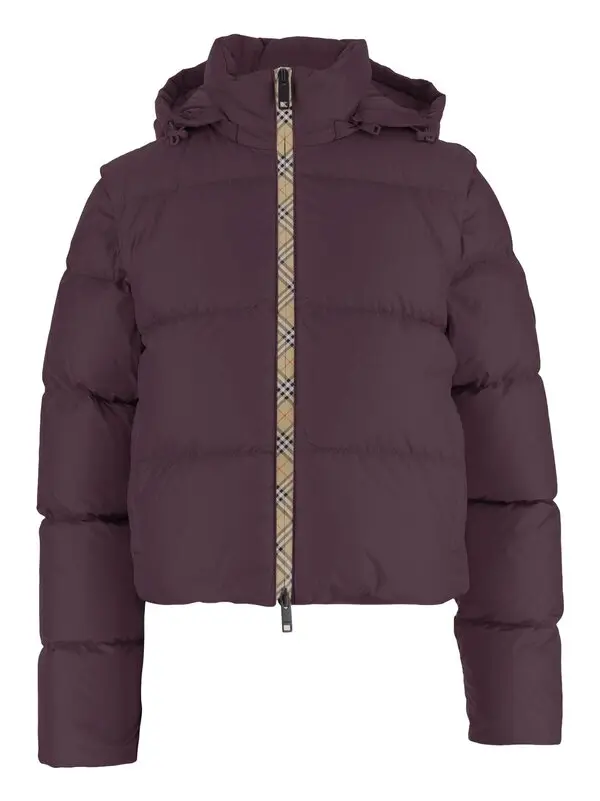 Burberry Detachable Sleeve Nylon Langdale Puffer Jacket - Vineyard Red