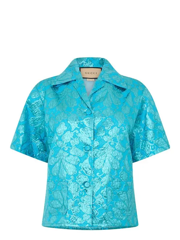 Gucci Jacquard Shortsleeve Shirt - Blue