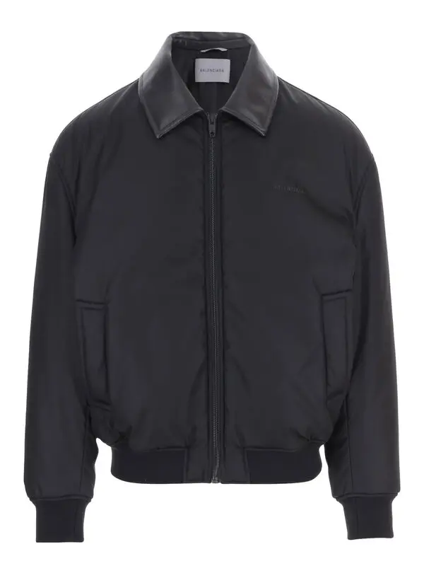 Balenciaga Nylon Jacket With Logo - Black