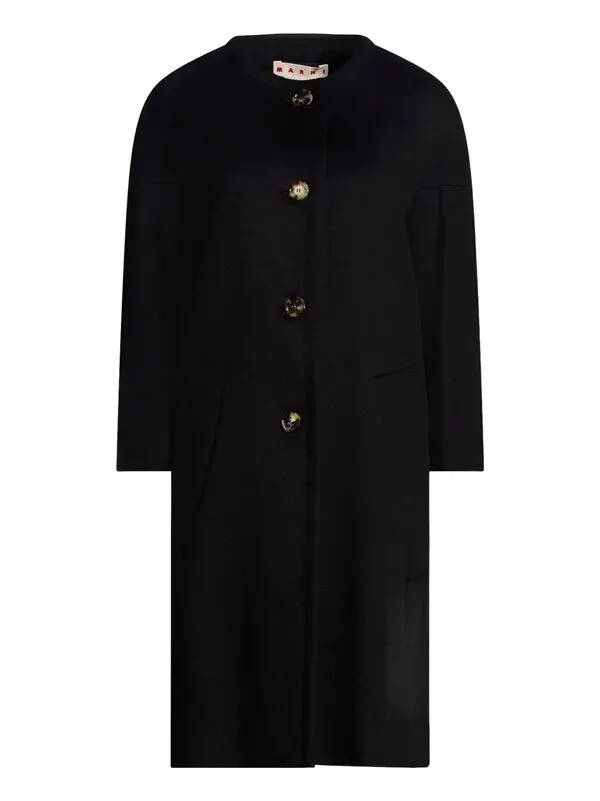 Marni Simple Long-sleeved Woolen Coat - Black