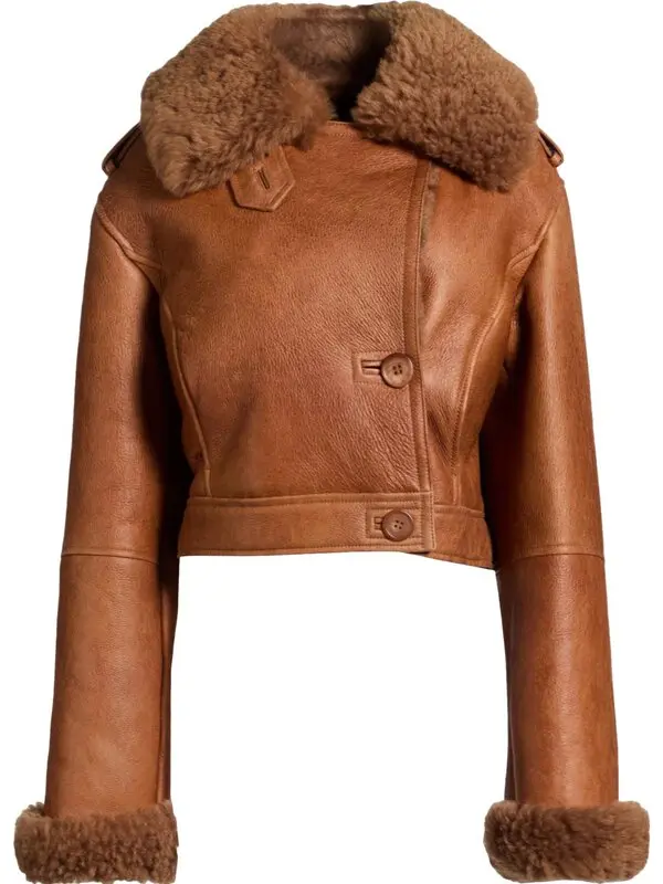 Chloé Short Shearling Jacket - Camel