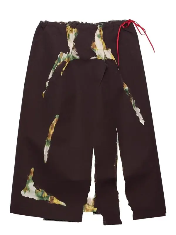 Prada Bonded Gabardine Skirt With Devoré Effect - Ebony