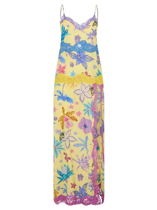 Gucci Tropicalfloral Slip Maxi Dress - Nude