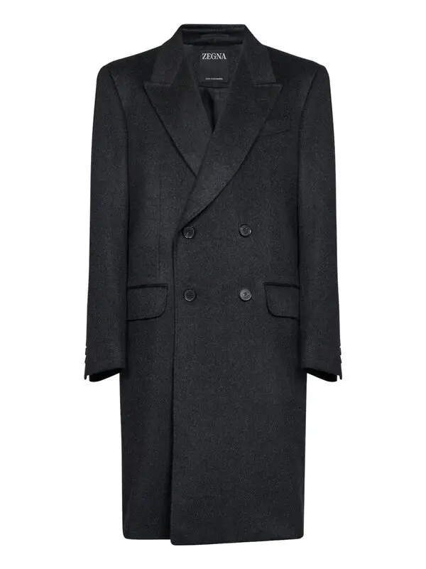 Zegna Double-breasted Peak-lapel Coat - Black