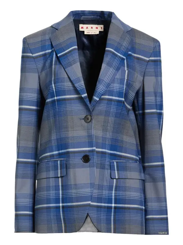 Marni Plaid Single- Blazer - Grey