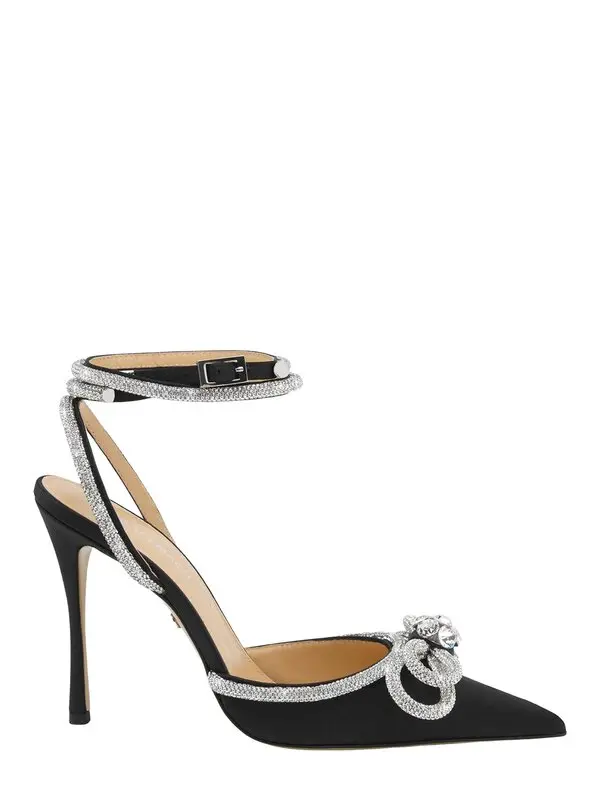 MACHMACH Satin Pointedtoe Stiletto Sandals - Black