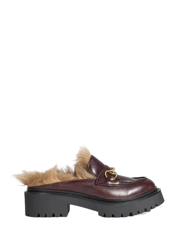 Gucci Mule With Horsebit And Lug Sole - Black