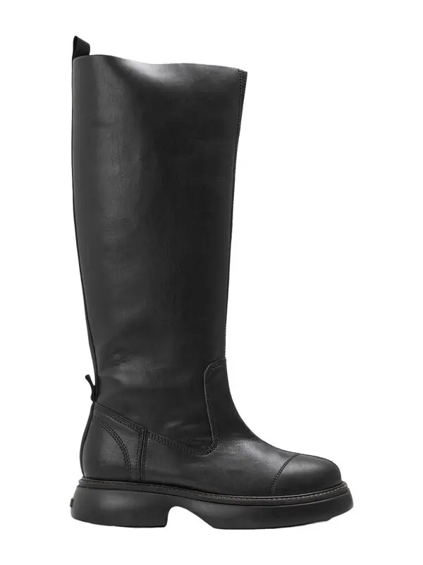 GANNI Leather Kneehigh Boots - Black