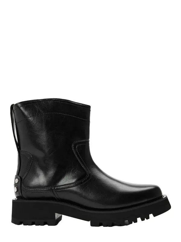 GANNI Leather Ankle Boots - Black