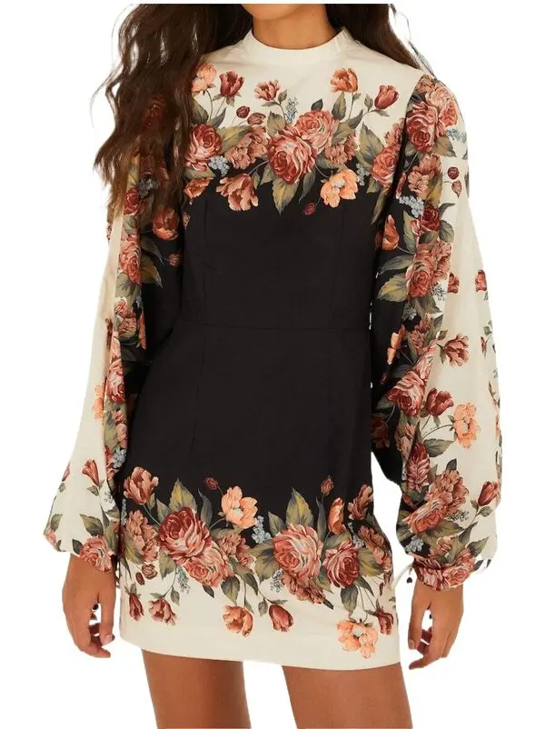 Farm Rio Floral Print Mini Dress - No