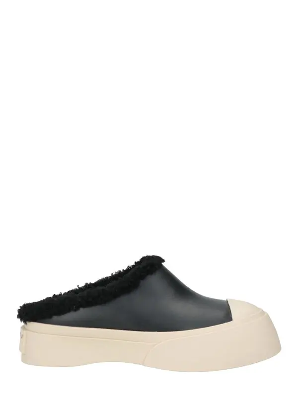 Marni Minimalist Leather Wedge Clogs - Black