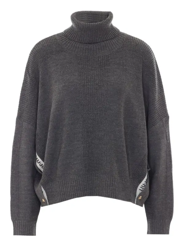 Liu Jo Buttoned High Neck Knitted Sweater - Gray