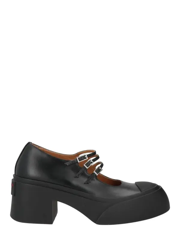Marni Simple Leather Mary Jane Shoes - Black