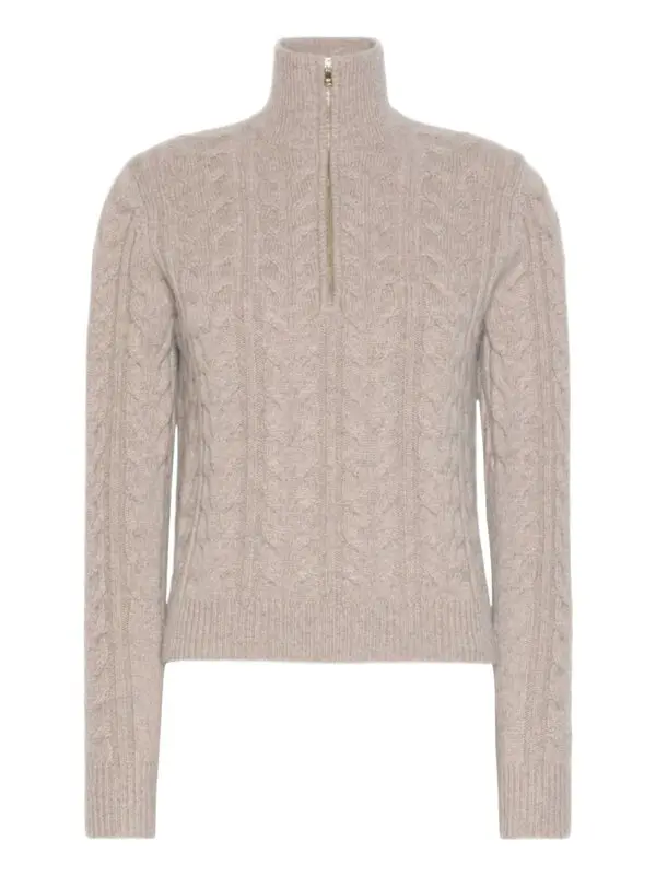 Max Mara Libero Zip Detailed High-neck Jumper - Sand