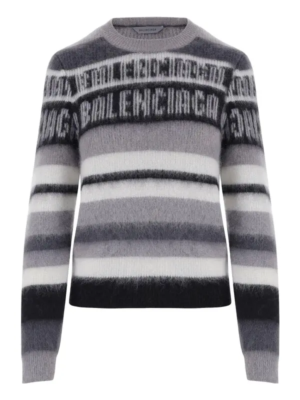 Balenciaga Stretch Mohair-blend Sweater With Logo - Multi