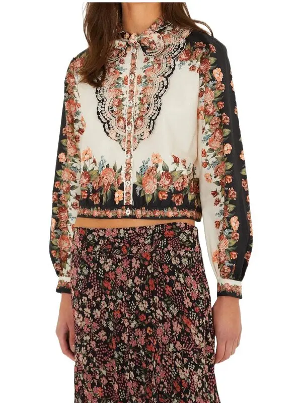 Farm Rio Floral Print Button-up Top - No