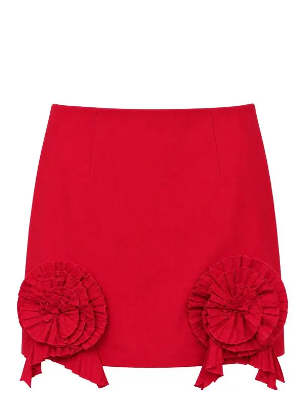 Blumarine Rose-detail Taffeta Mini Skirt - Red