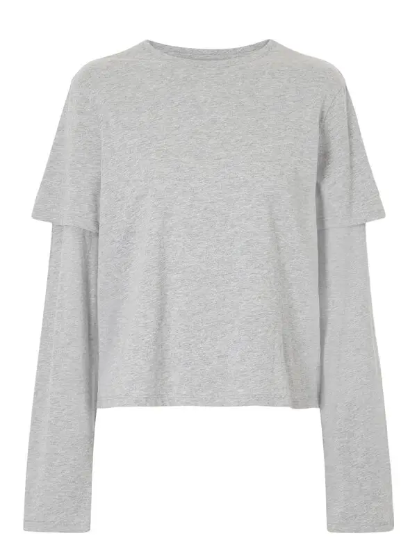 Still Here 2tee Layered Cotton-jersey T-shirt - Gray