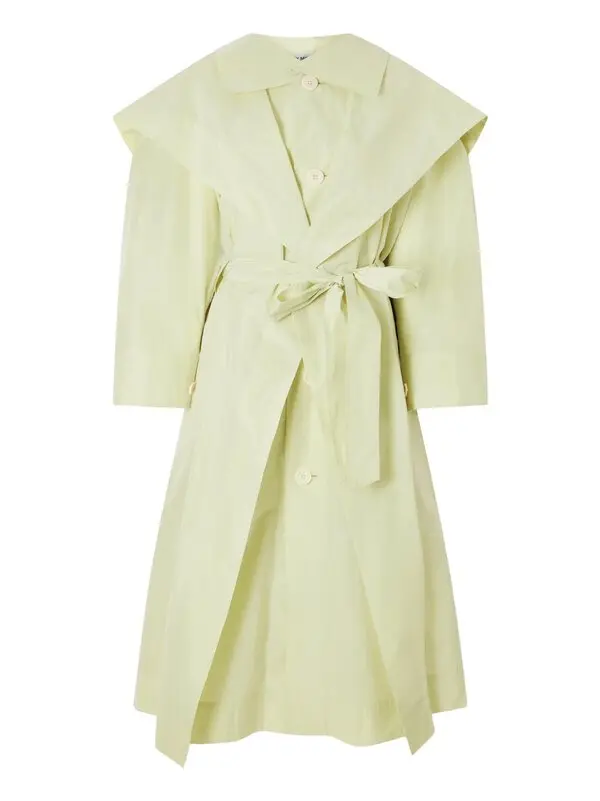 Issey Miyake Correlation Belted Shell Trench Coat - Green