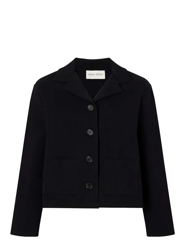 HIGH SPORT Maude Ribbed Cotton-blend Jacket - Black