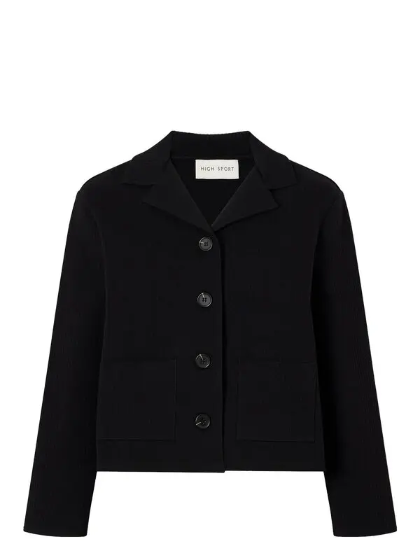 HIGH SPORT Maude Ribbed Cotton-blend Jacket - Black